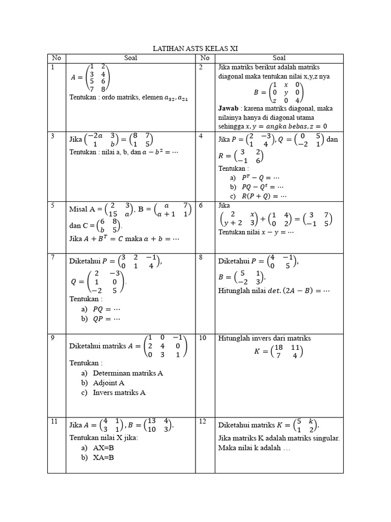 Latihan Asts Kelas Xi | PDF