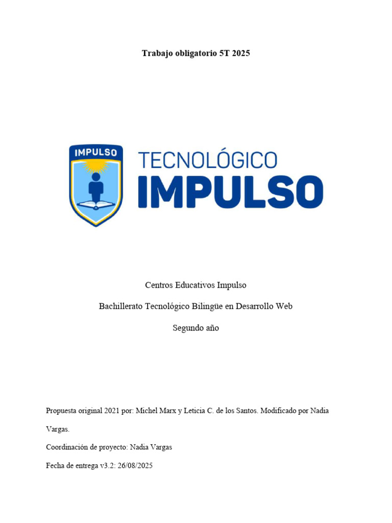 Trabajo Obligatorio 5T 2025: Guía y Requisitos | PDF | Software | SQL