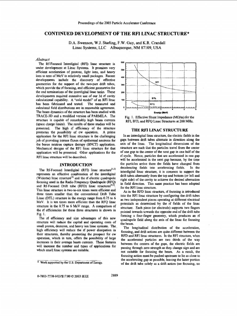 Continued Development of The RFI Linac Structure | PDF | Electricity | Physics