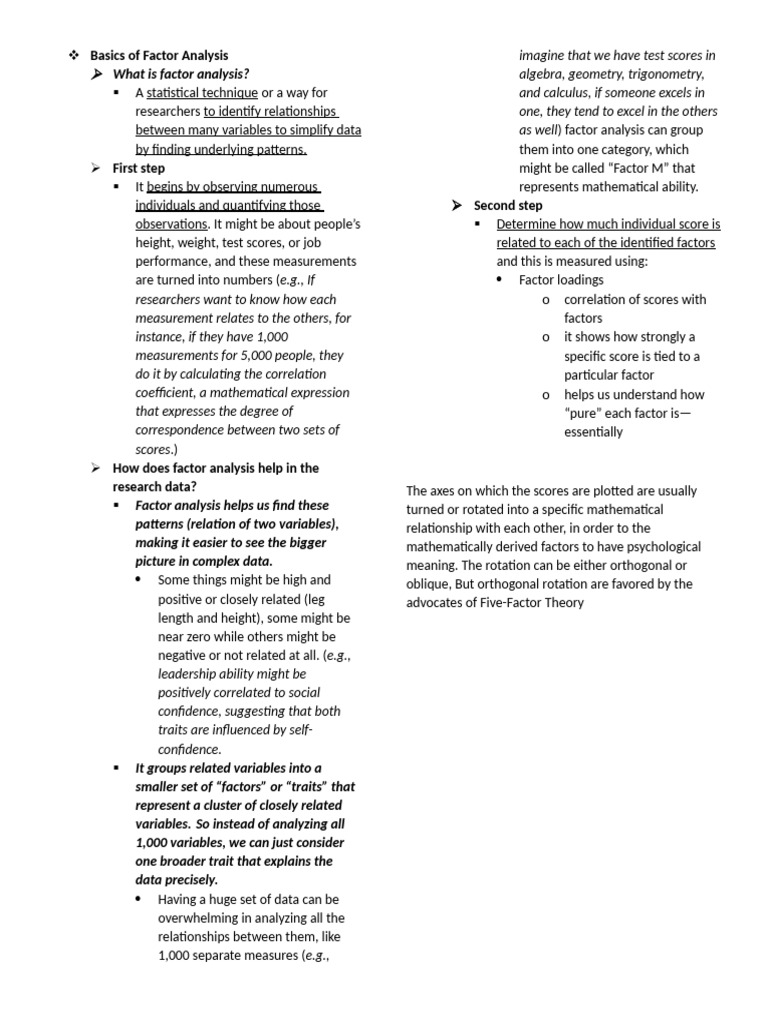 Basics of Factor Analysis | PDF | Factor Analysis | Mathematics