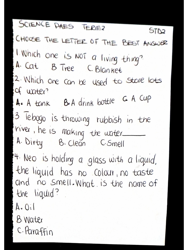 Science PAES Term2 STD 2 | PDF