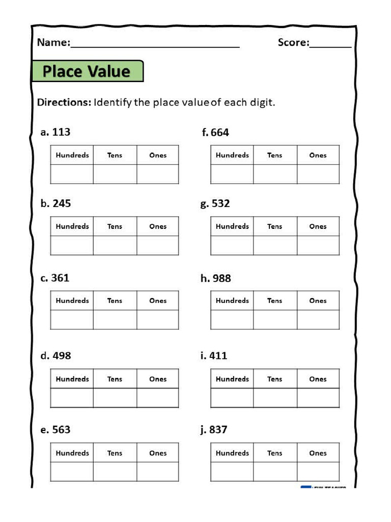 Place Value Chart | PDF
