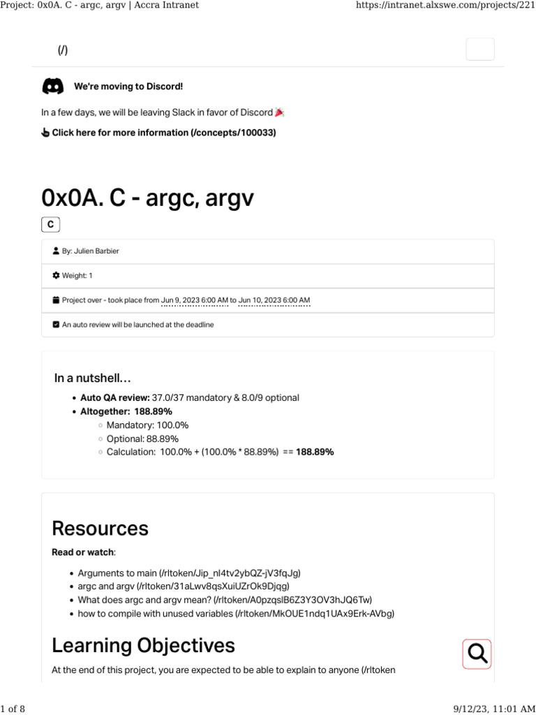 Project 0x0a. C - Argc, Argv Accra Intranet | PDF | Software ...