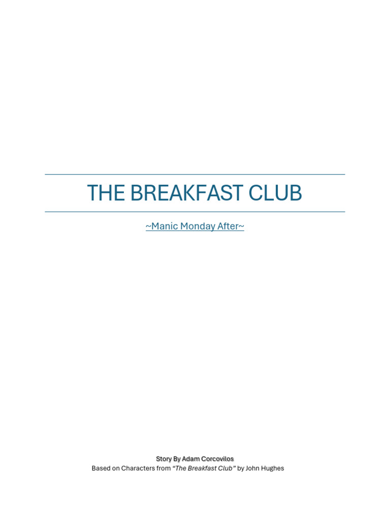 Breakfast Club - Manic Monday After - Final | PDF