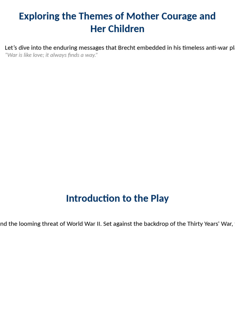 Mother Courage Themes Presentation | PDF