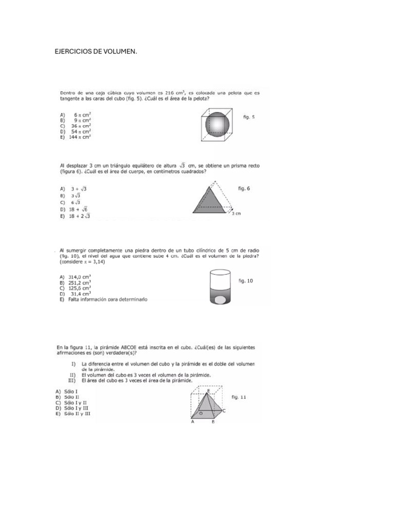 Ejercicios de Volumen | PDF
