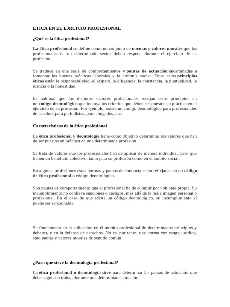 Etica Ejercicio Profesional | PDF | Ética profesional | Justicia