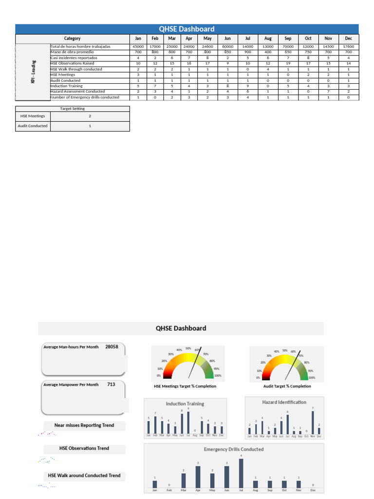 QHSE Dashboard Monthly Performance Metrics | PDF