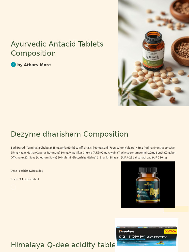 Ayurvedic Antacid Tablet Ingredients | PDF | Gastroesophageal Reflux ...