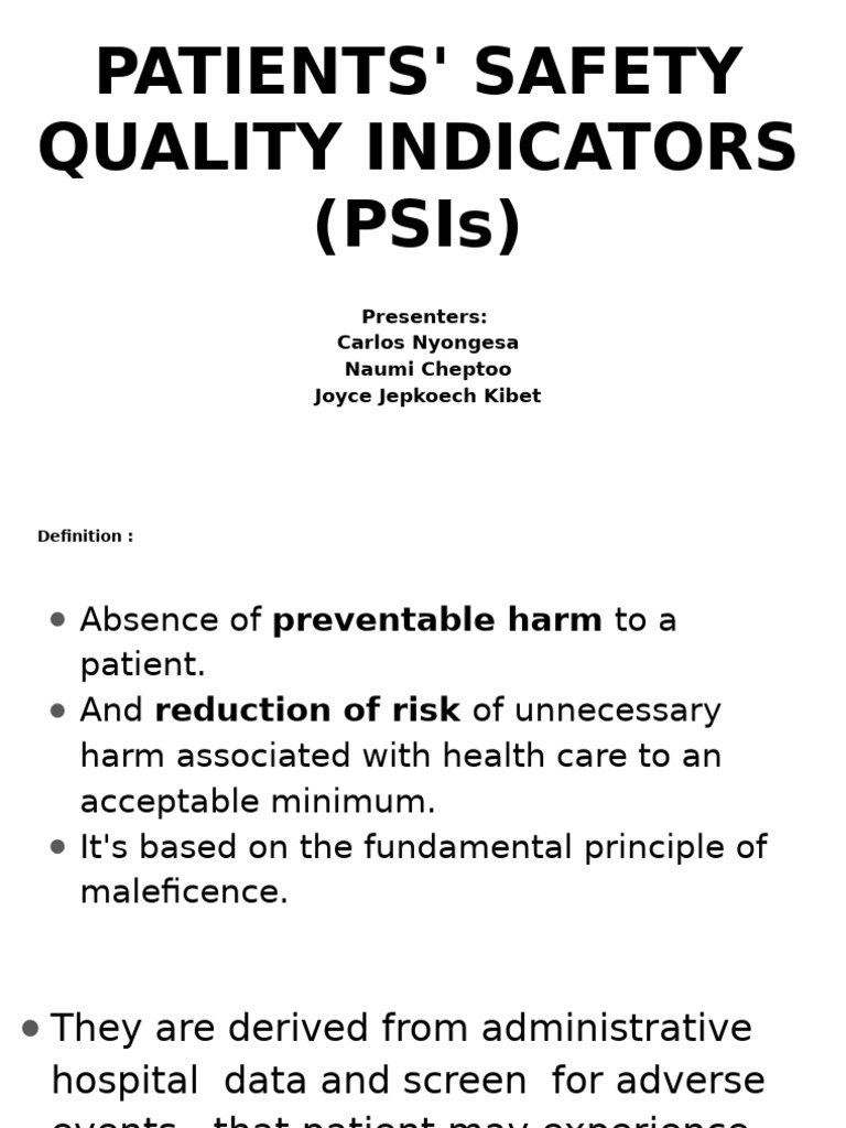 Key Patient Safety Indicators Overview | PDF | Childbirth | Surgery