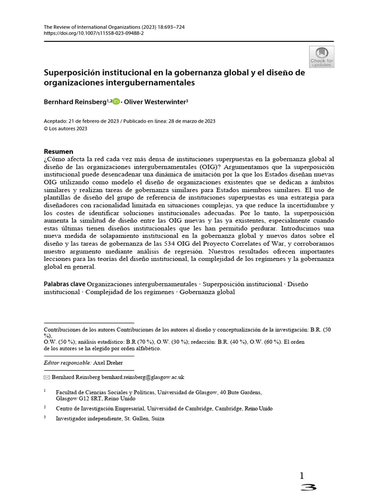 Institutional Overlap in Global Governance and The Design Es | PDF ...