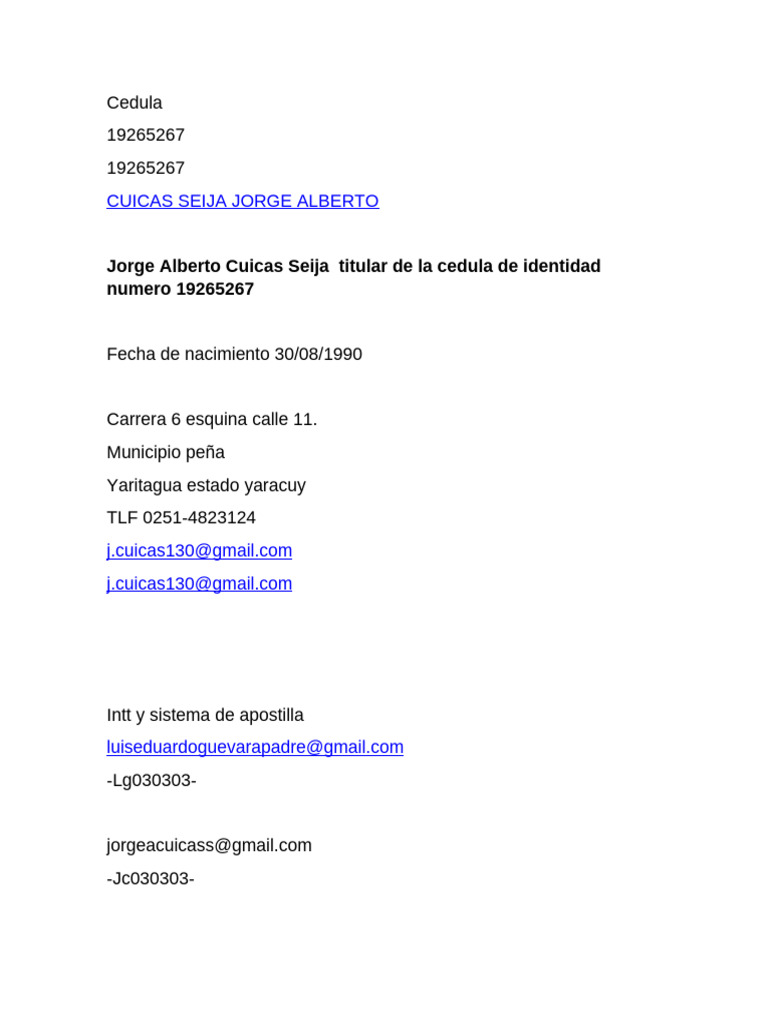 Carta Consular Nuevo Cuicas Seija Jorge Alberto | PDF