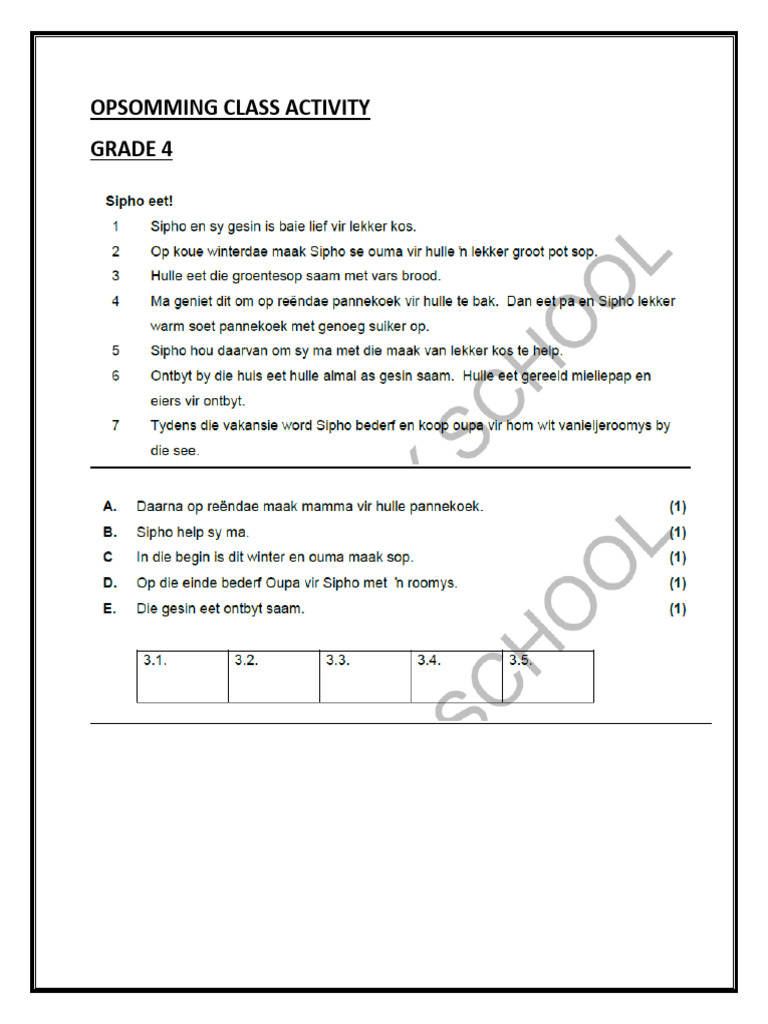 Primary Opsomming Revision Booklet Booklet | PDF
