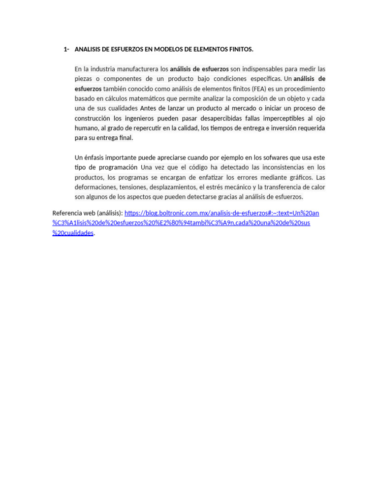 1 - Analisis de Esfuerzos en Modelos de Elementos Finitos | PDF