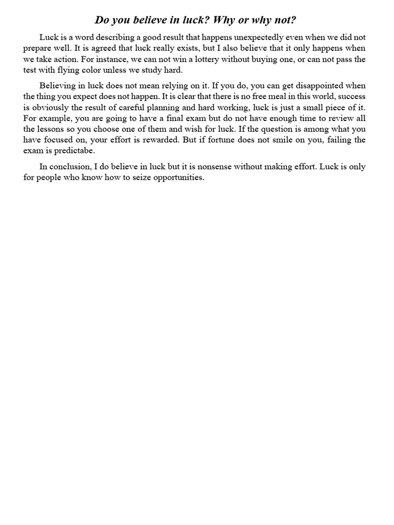 Do You Believe in Luck | PDF