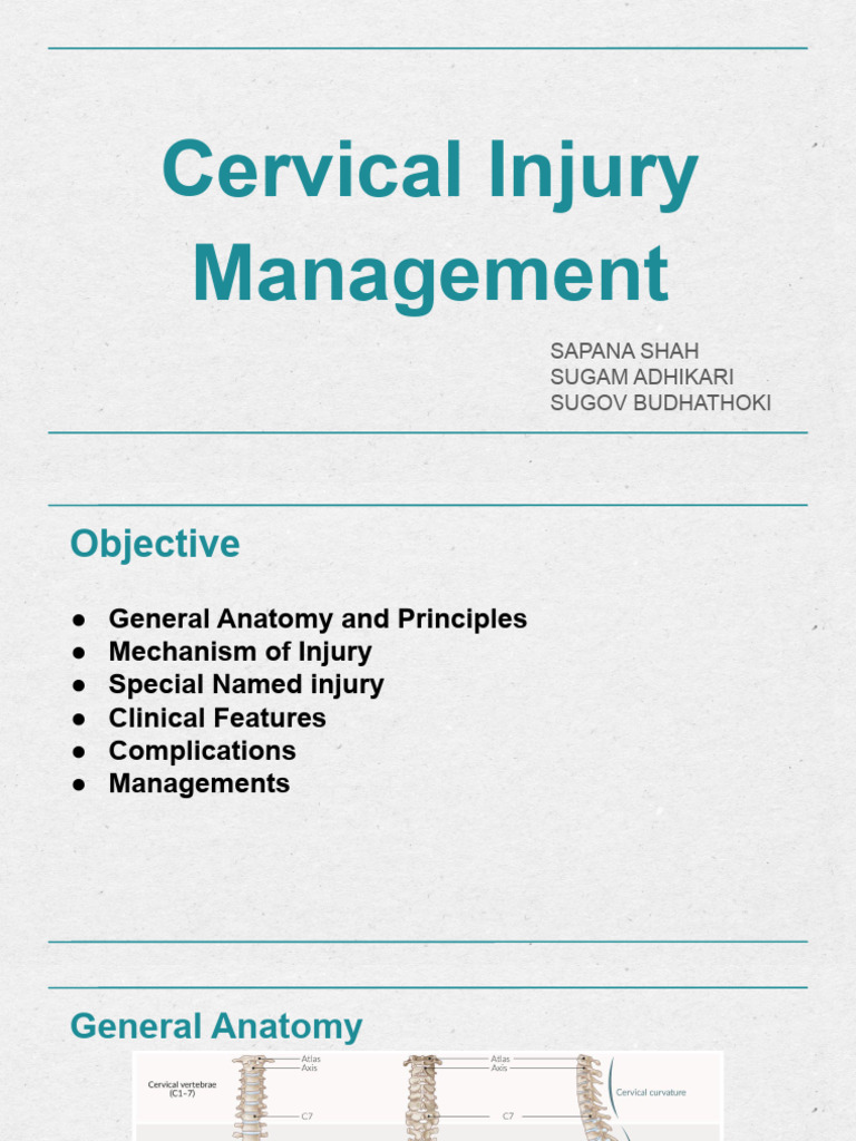 Cervical Injury Management Guide | PDF | Vertebra | Spinal Cord Injury