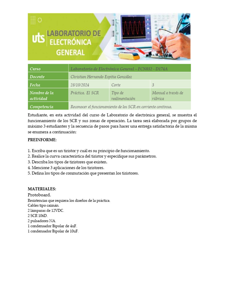 Practica 9. El SCR | PDF