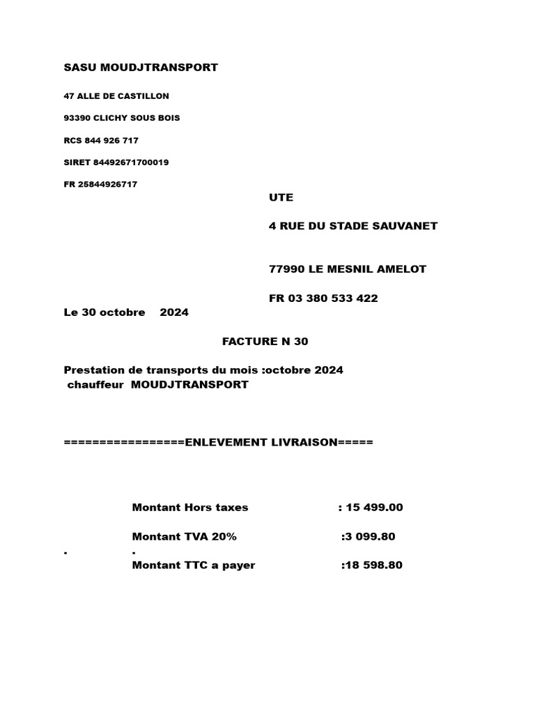 Copie de Sasu Moudjtransport Facture n08 Interlines (1) - 2 3 | PDF