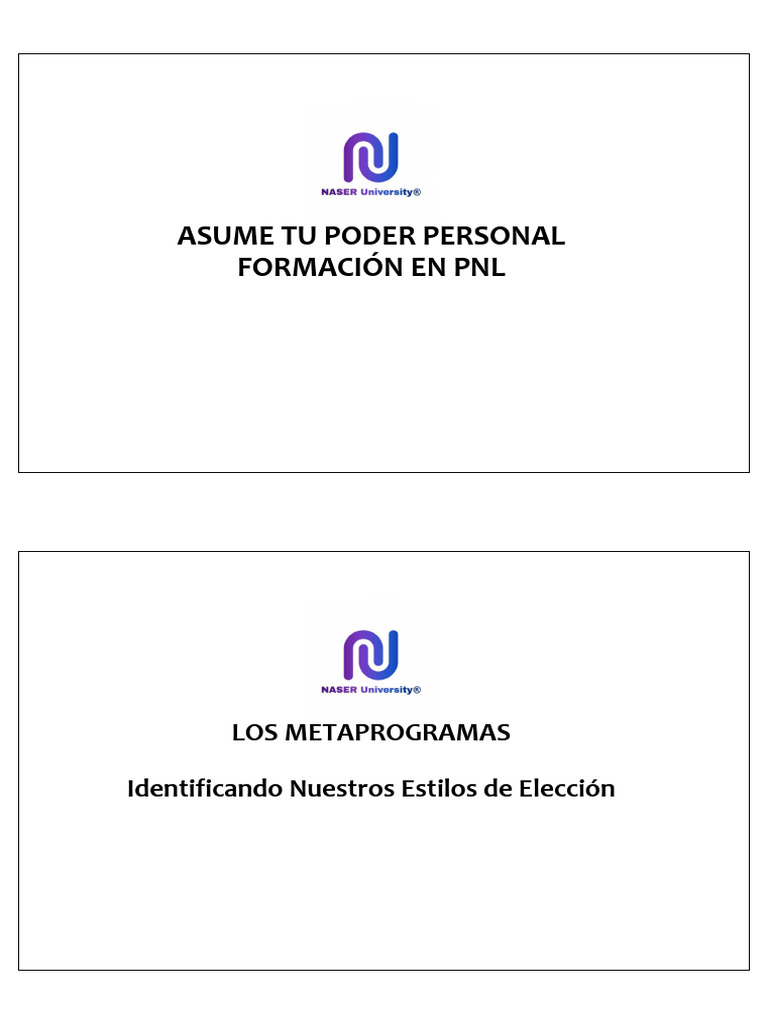 Los - Metaprogramas Diapositivas | PDF | Experiencia | Empatía