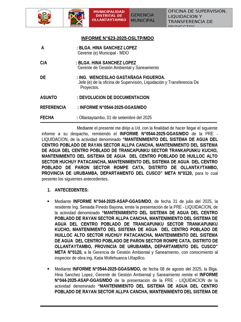 Informe Devolucion de Documentacion 2025 | PDF