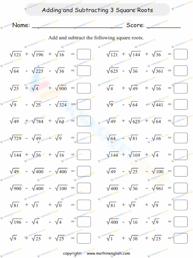 Adding and Subtracting 3 Square Roots | PDF