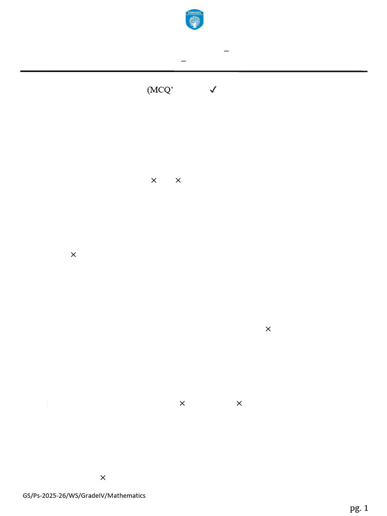 Grade 4 Maths SA1 Question Paper | PDF | Mathematics | Arithmetic