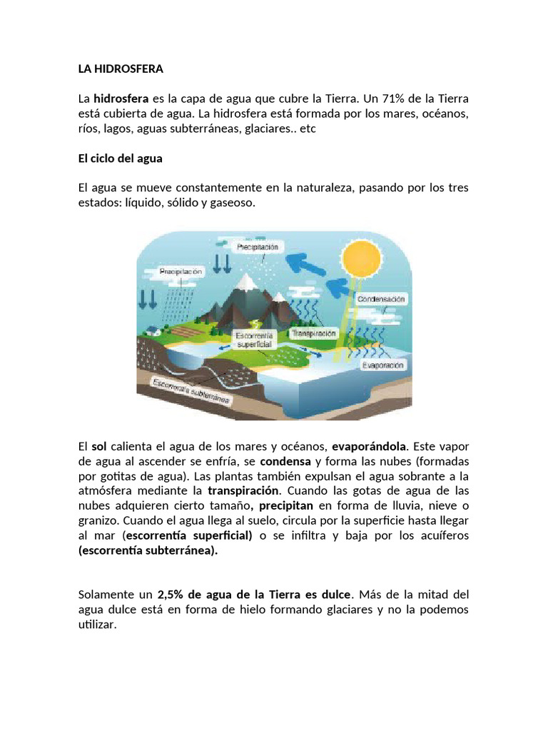 Hidrosfera y Geosfera: Estructura y Ciclos | PDF | Agua | Tierra