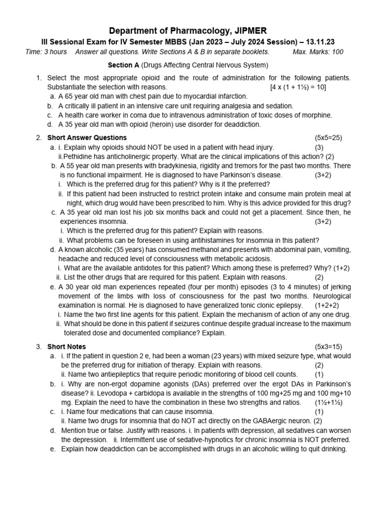 CNS, GIT & RS 2021 Batch 2023-24 | PDF | Opioid | Insomnia