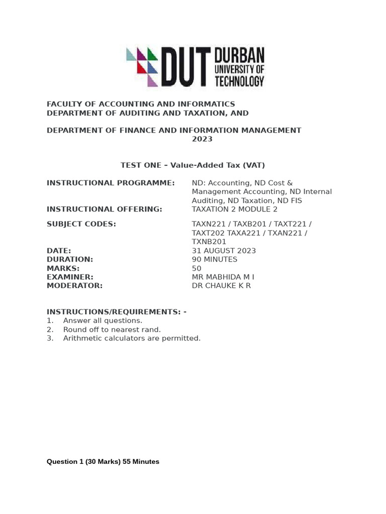 Vat Test - 2023 | PDF | Taxes | Value Added Tax