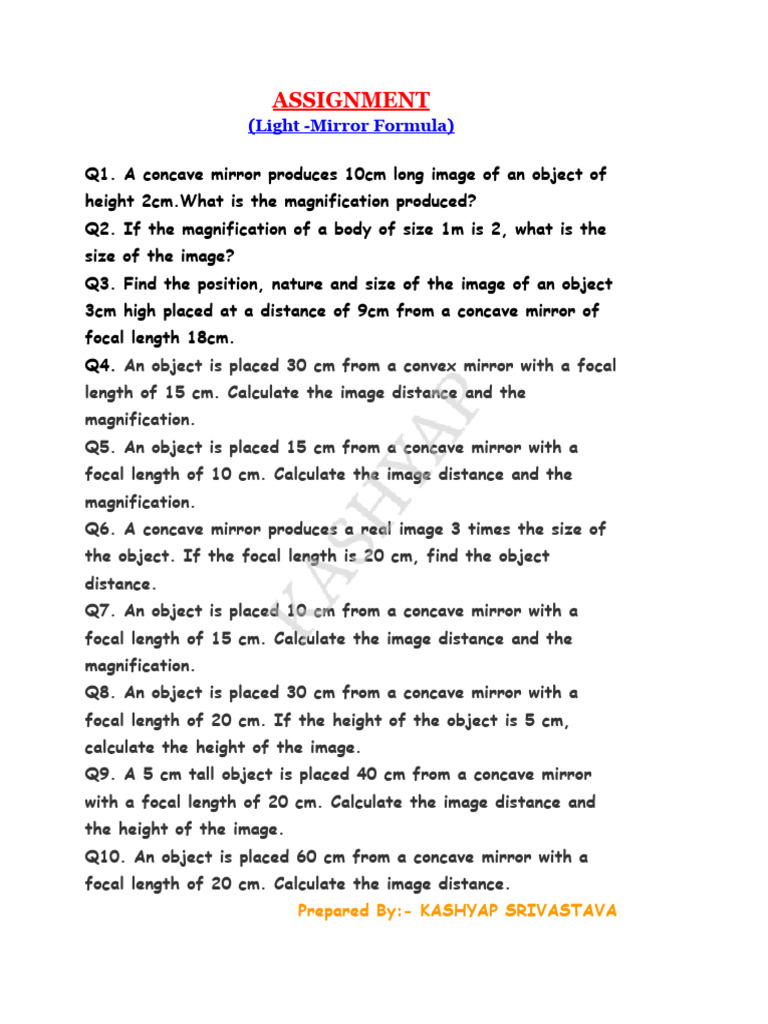 Concave Mirror Magnification Problems | PDF