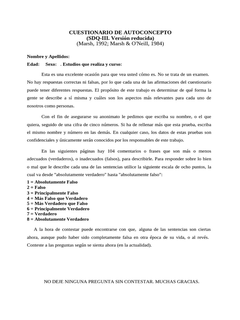 SDQR-R Escala | PDF | Verdad