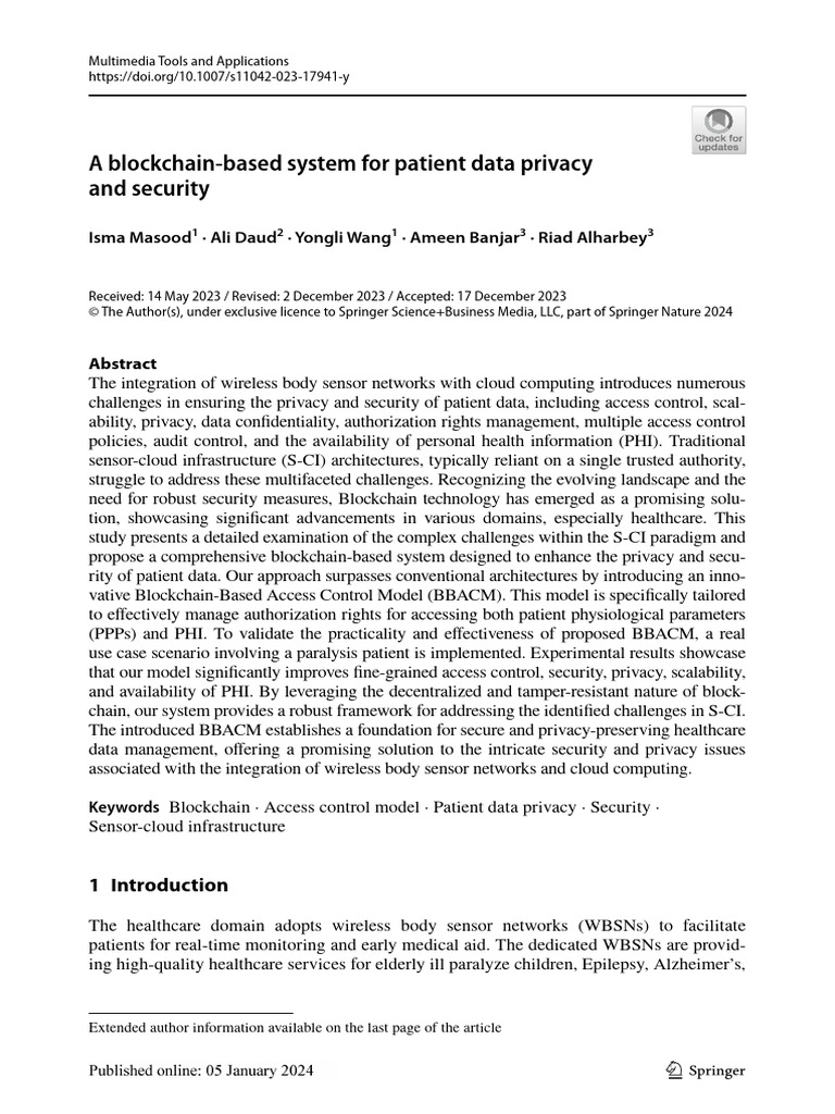 A Blockchain Based System For Patient Data Privacy and Security | PDF ...