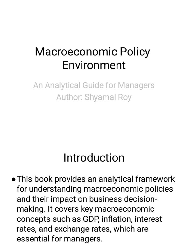 Macroeconomic Policy Guide for Managers | PDF