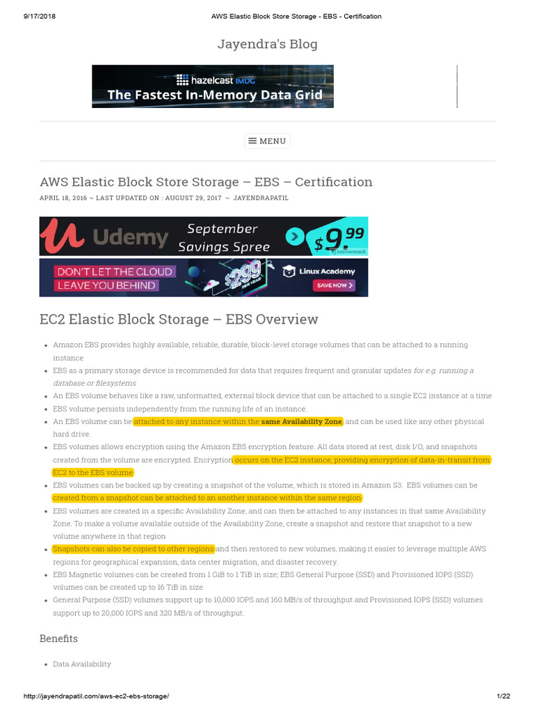 AWS EBS Storage Overview and Benefits | PDF | Computer Engineering ...