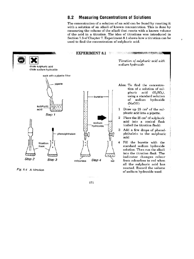 Concentration of Acid & Base Solutions Titrations Briggs Extract | PDF