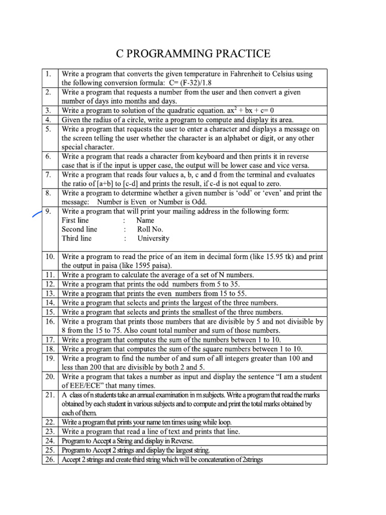 C Programming Practice | PDF