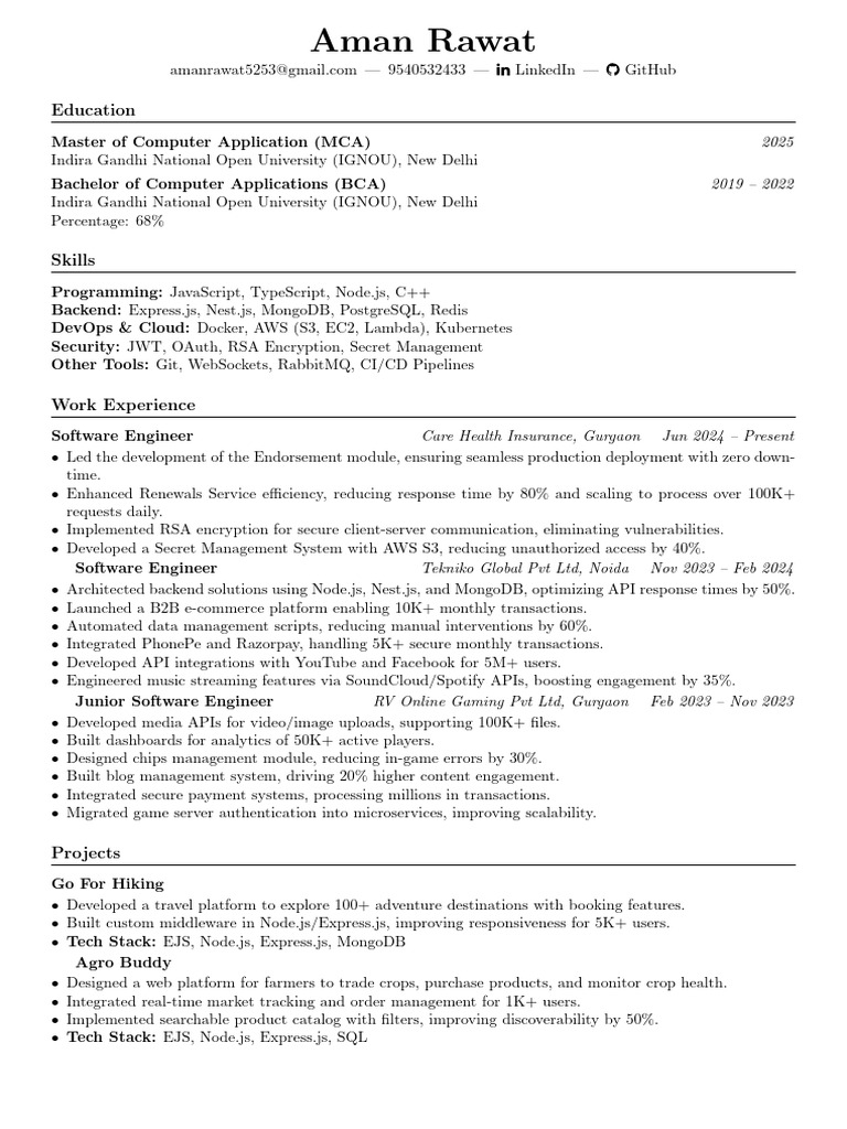 NIT Warangal Resume Template | PDF | Amazon Web Services | Computer Science