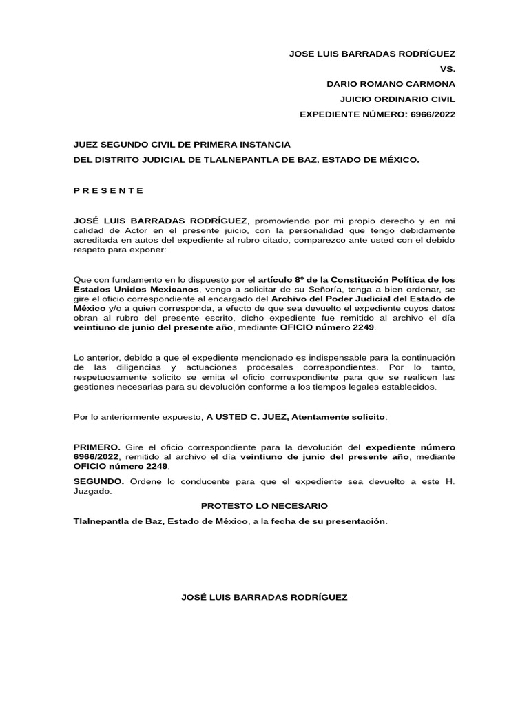 Promocion para Solicitar Expediente Al Archivo Judicial | PDF