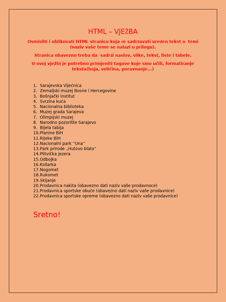 HTML Vježba | PDF