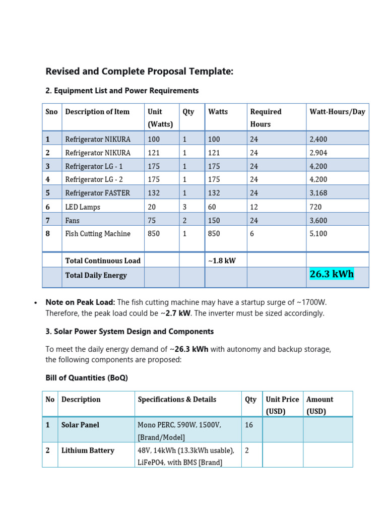 Complete Proposal Template | PDF | Photovoltaic System | Electric Power