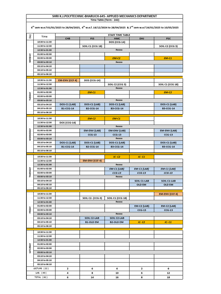 Time Table 242 4 6 R2 | PDF
