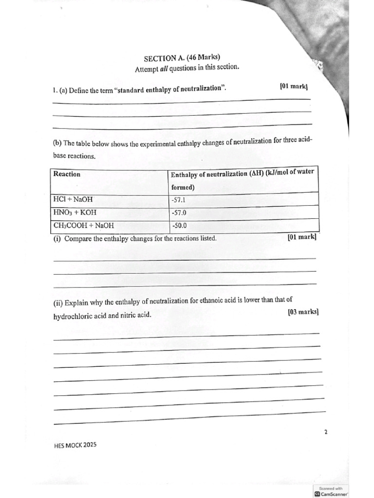 Hes Mock Chem Pp1 2025 | PDF