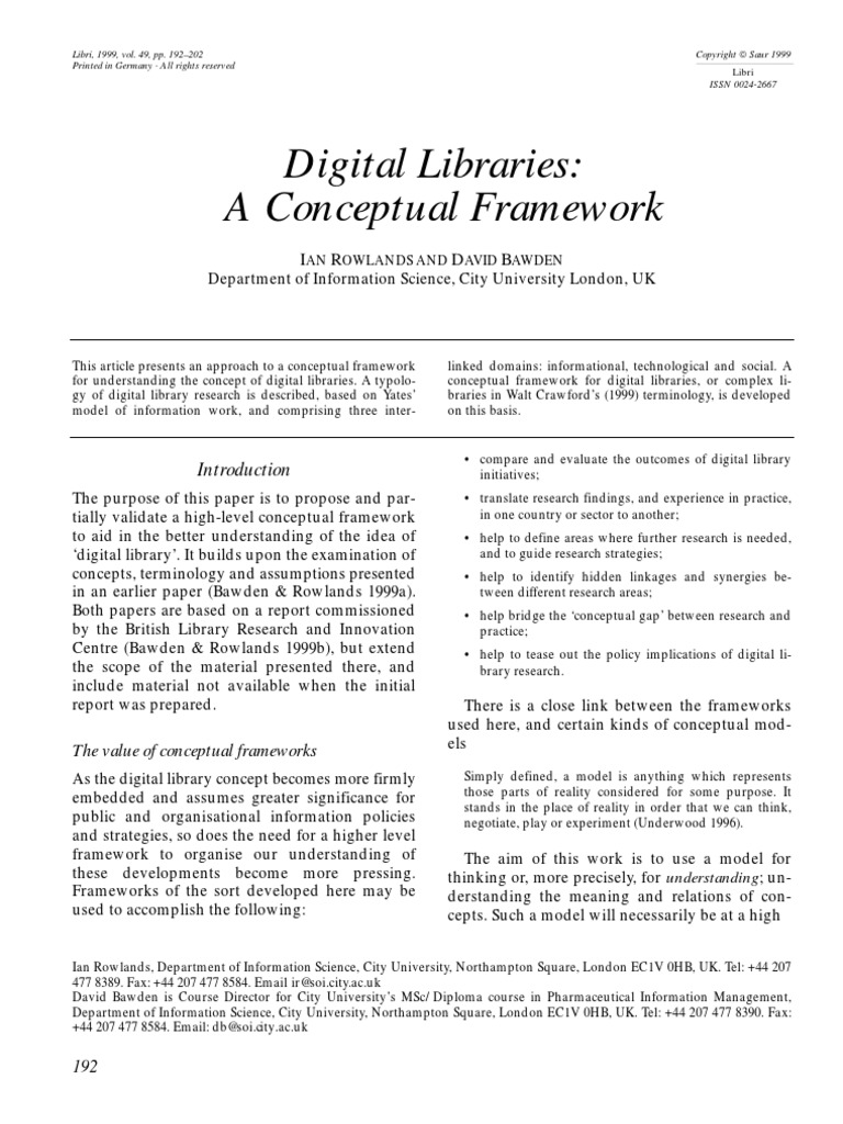 Digital Libraries: A Conceptual Framework: I R D B | PDF | Digital ...