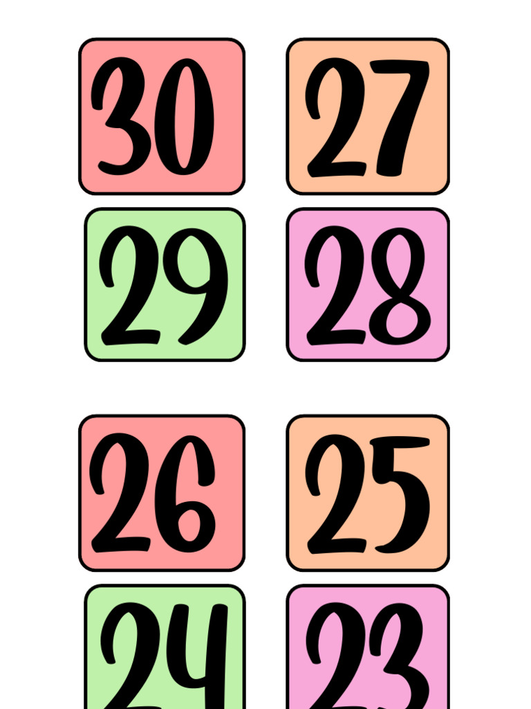 Numbers 1 To 100 Square Flashcards | PDF