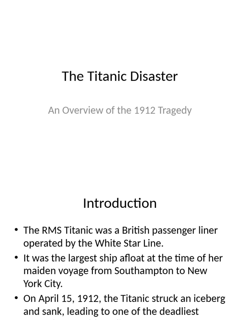 Titanic Disaster Presentation | PDF