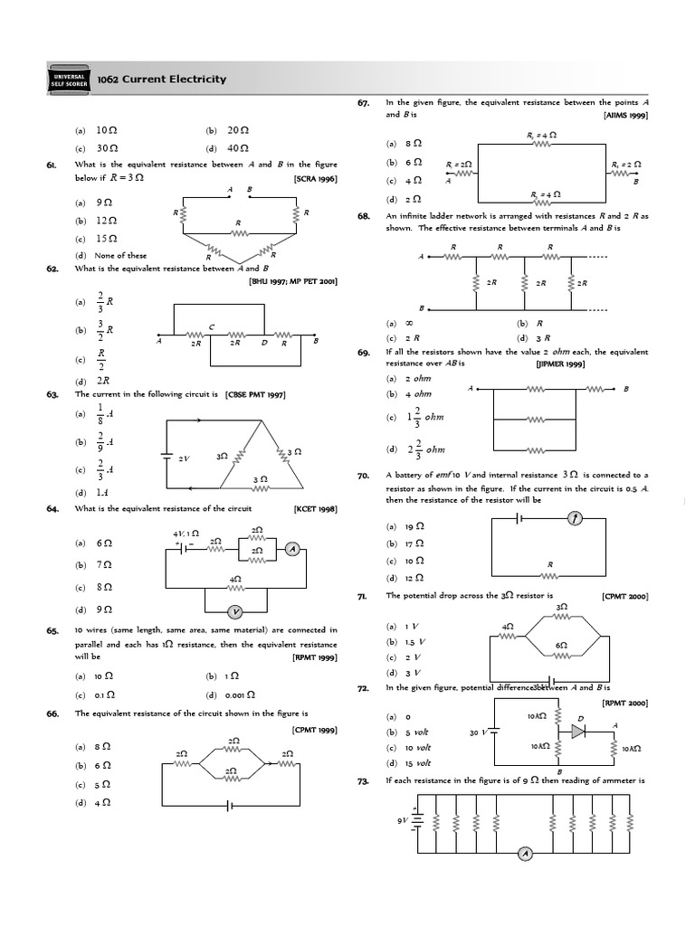 Uss Errorless Physics 2019 For Jee Neet (x1 and Xii) | PDF | Series And Parallel Circuits | Resistor