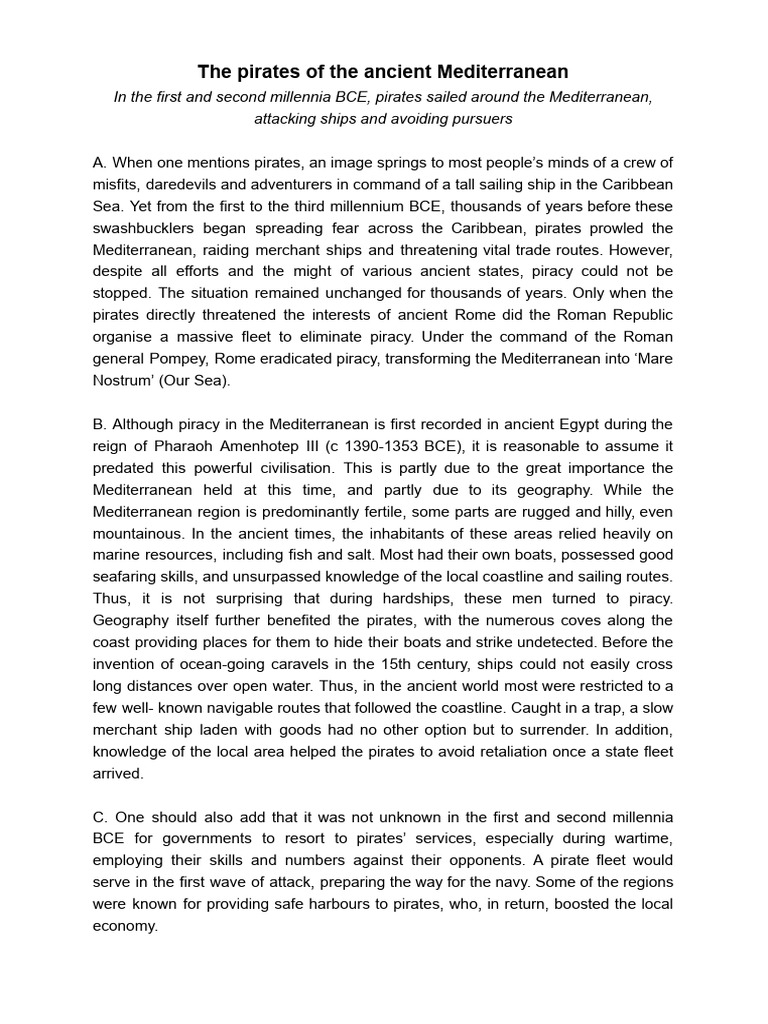 Ancient Mediterranean Piracy Explained | PDF | Piracy | Mindset
