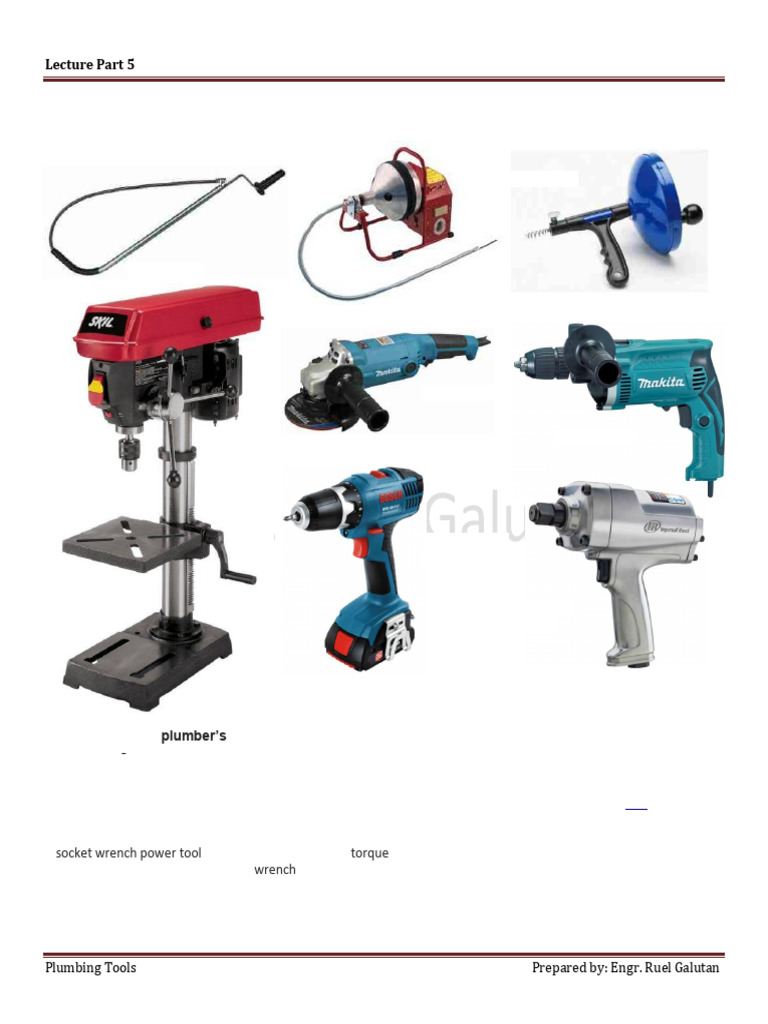 Familiarize Lecture Part 5 Plumbing Tools 24 | PDF