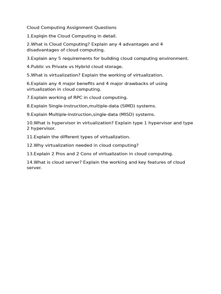 Cloud Computing Assignment Questions | PDF