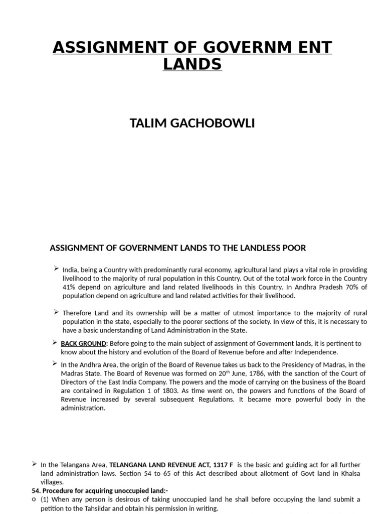 Assignment of Government Lands in Telangana | PDF | Auction ...